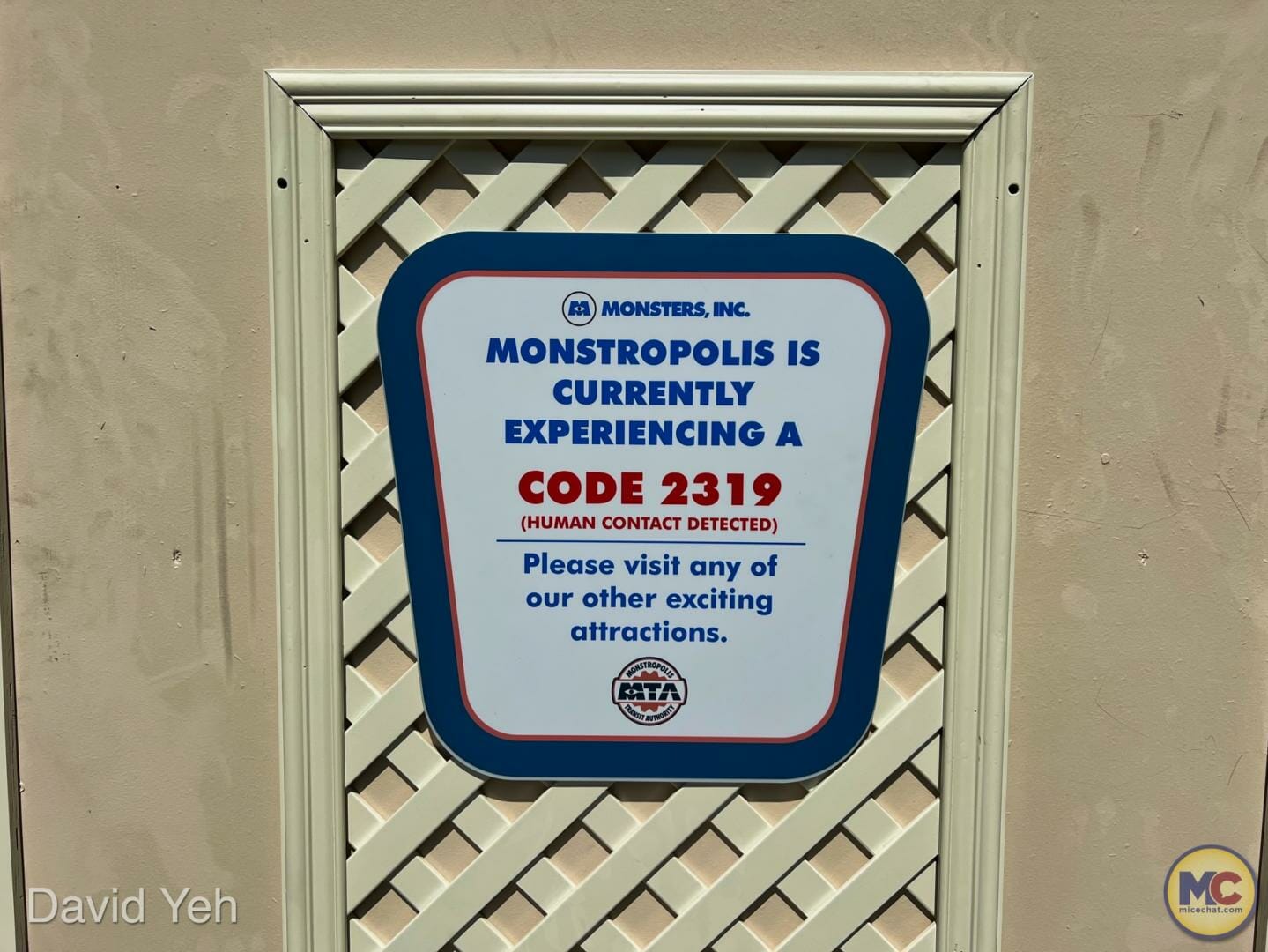 Disney Califronia Adventure construction monster inc closed sign - MiceChat